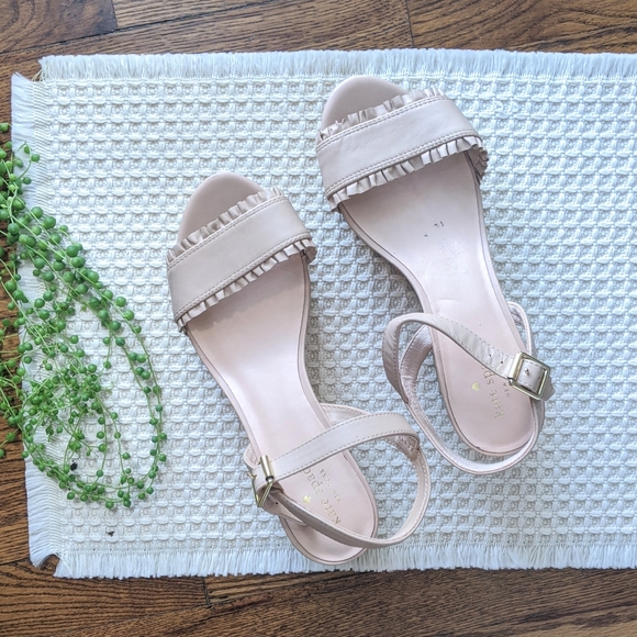 kate spade | Shoes | Kate Spade Tomas Ruffle Leather Cork Wedge Sandals ...